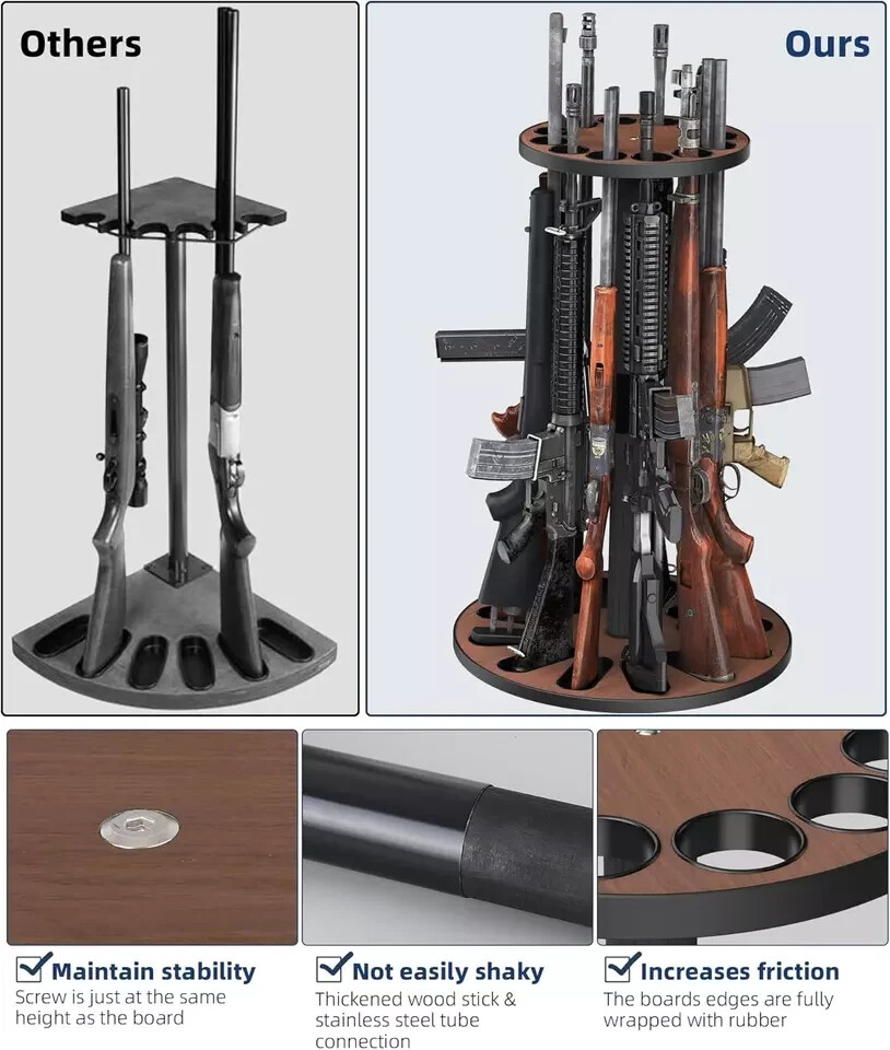 Rifle Gun Rack Solid Wood Shotguns Hold12 Guns Round Display Stand Gun ...