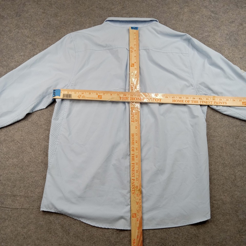Coolibar Shirt Mens Large Blue UPF 50+ Sun Protection Button Front Long ...