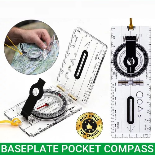 Baseplate Pocket Compass Military Orienteering Hiking Camping Maps ...