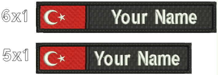 Turkey ID Flag Custom Embroidered Name Text Tag Patch Military/Morale ...