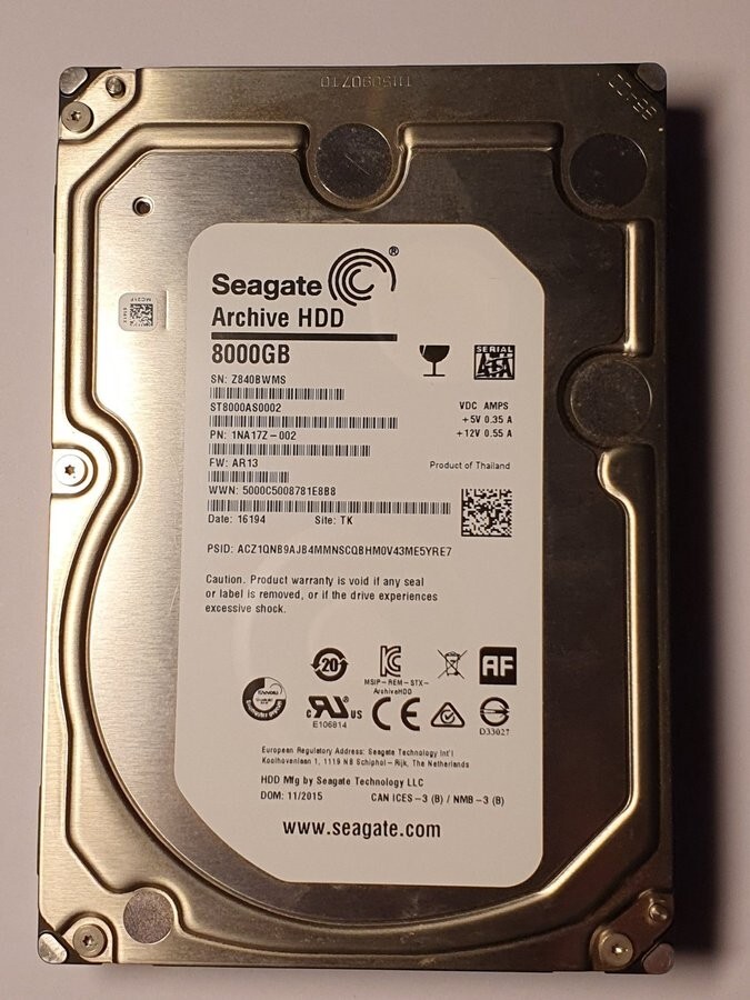 Seagate Archive 8TB, Internal, 5900 RPM (ST8000AS0002) Hard Drive for ...