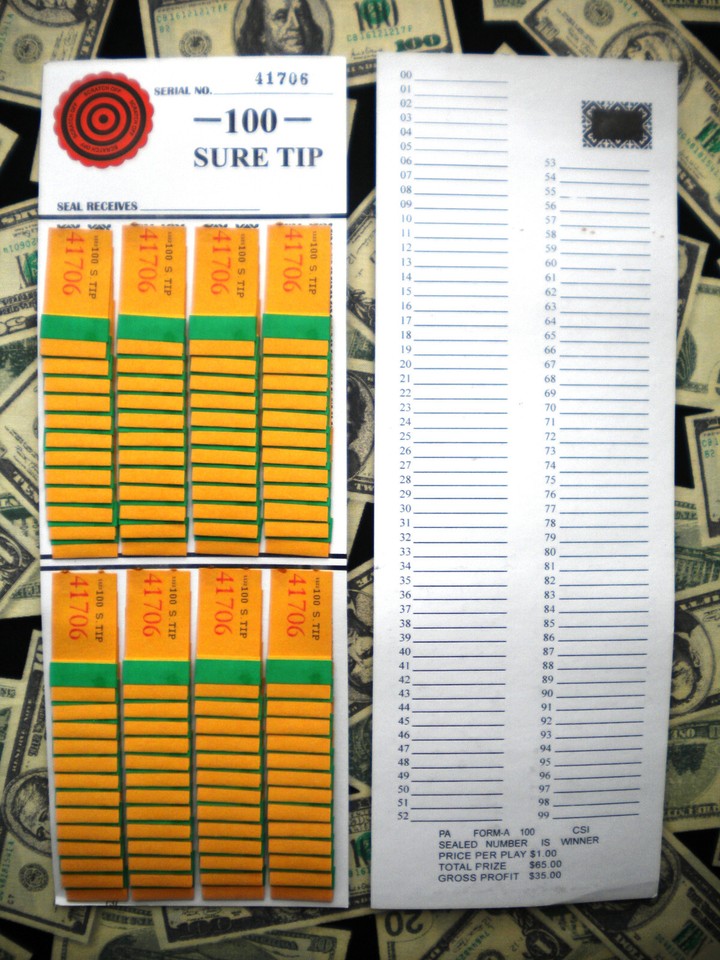 ( 4 Lot ) ~ 100 SURE TIP BOARDS {00 to 99} SPORT SCORES Pull Tab Jar ...