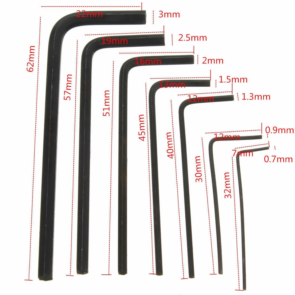 0.7mm-3mm Mini Allen Wrench Set Wrench Screwdriver Tool Alloy Steel Hex ...
