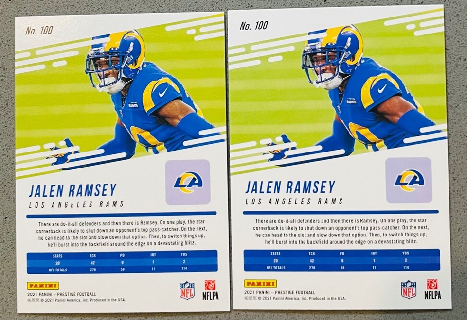 2 Lot 2021 Panini Prestige Football NFL #100 Jalen Ramsey Base Card ...