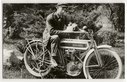 Excelsior Auto Cycle motorcycle, South Whitley, Indiana; postcard ...