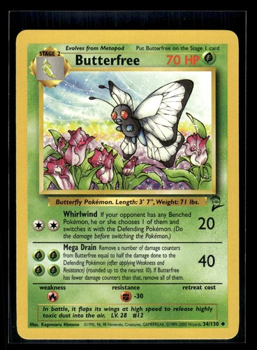 2000 Pokemon Game Base Set 2 #034/130 Butterfree NM-Mint+ | eBay