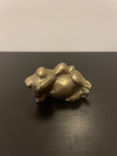 2-Vintage Relaxed Solid Brass Frog Figurine Paperweight | eBay