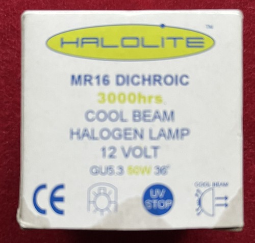 HALOLITE MR16 DICHROIC 50W GU5.3 COOL BEAM 3000HRS HALOGEN LAMP 12V ...