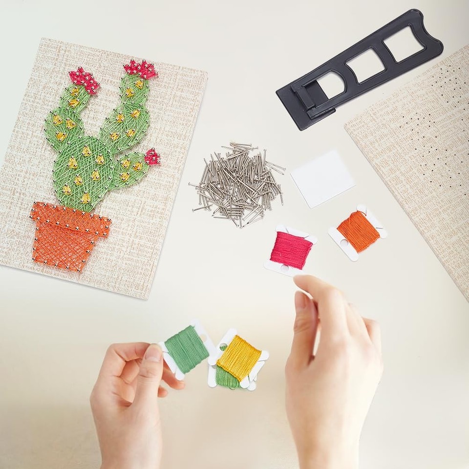 DIY String Art Kit for Adults Beginners, DIY Cactus Nail String Craft ...