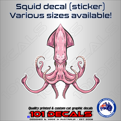 Huge 45cm SQUID marine decal sticker. Boat,tinny,runabout,jetski,4wd ...