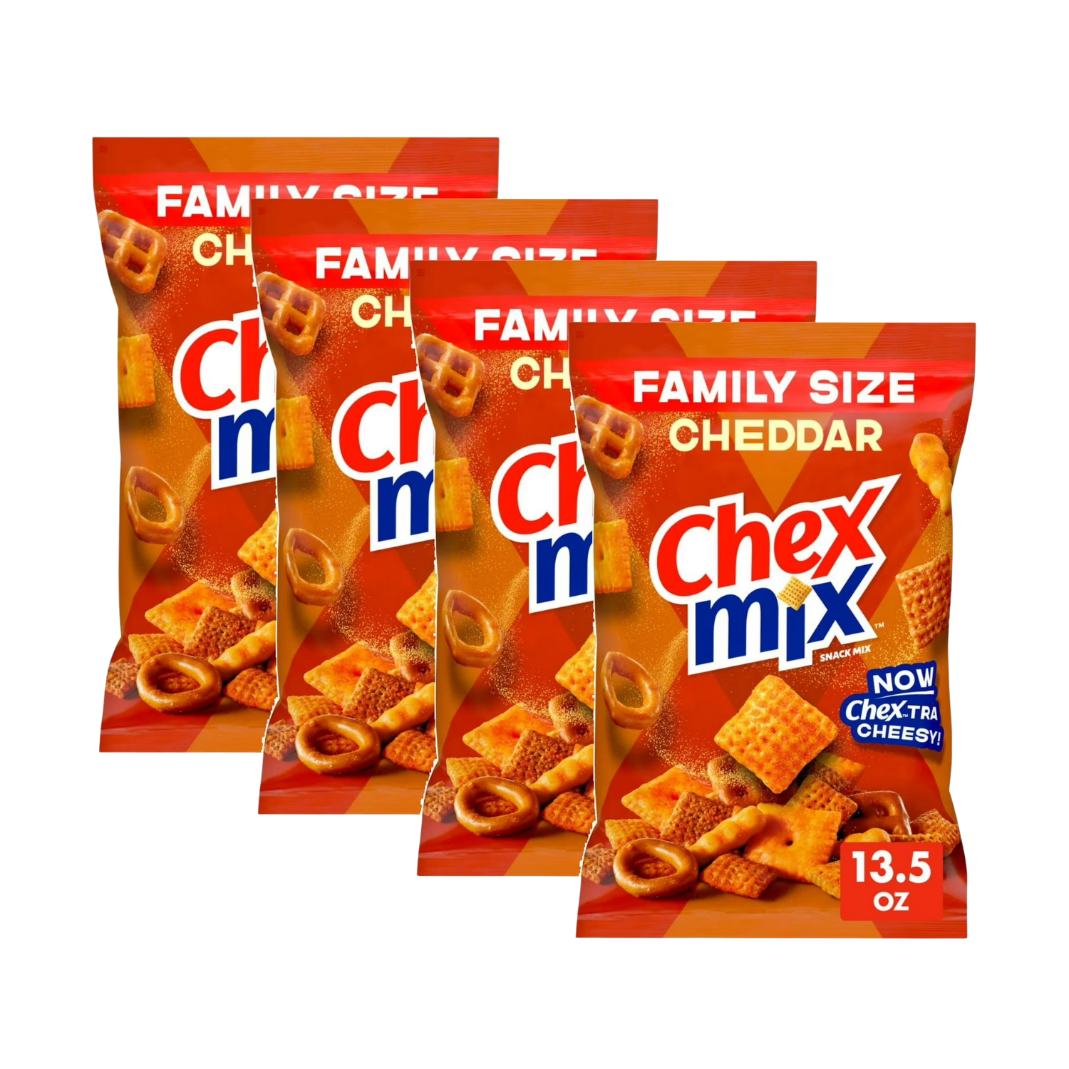 Chex Mix Cheddar Snack Mix, Savory Snack Bag, Family Size, 13.5 oz ...