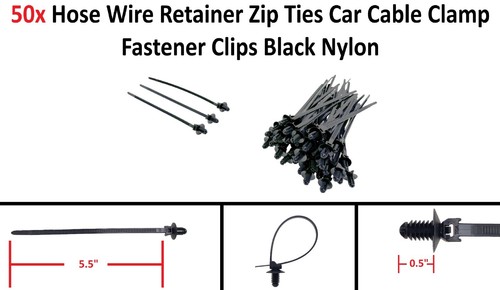 50x Hose Wire Retainer Zip Tie Car Cable Clamp Fastener Clips Black ...