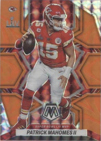2022 Panini Mosaic - Super Bowl MVPs Reactive Orange Mosaic Prizm #293 Patrick Mahomes II for ...