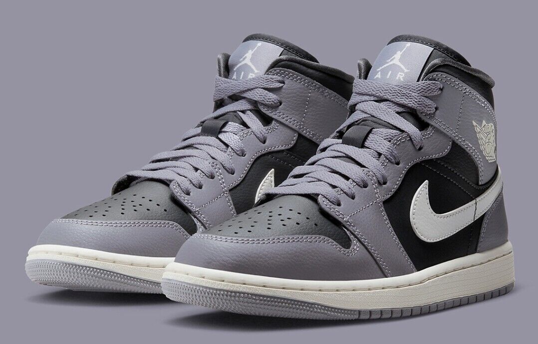 Nike Air Jordan 1 Mid Cement Grey Sail BQ6472-022 Women's 10 Nike Air Jordan 1 Mid Cement Grey Sail BQ6472-022 Women's 10