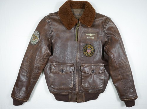 Polo Ralph Lauren Jacket G-1 Bomber Military Leather Brown Pilot Flight ...