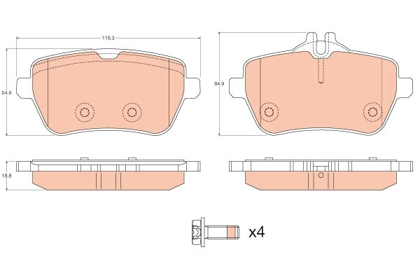 Brake Pads Set Rear GDB2014 TRW 0004203105 A0004202805 A0004203105 ...
