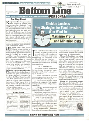 BOTTOM LINE PERSONAL Periodical Magazine Volume 19 Number 7 April 1 ...