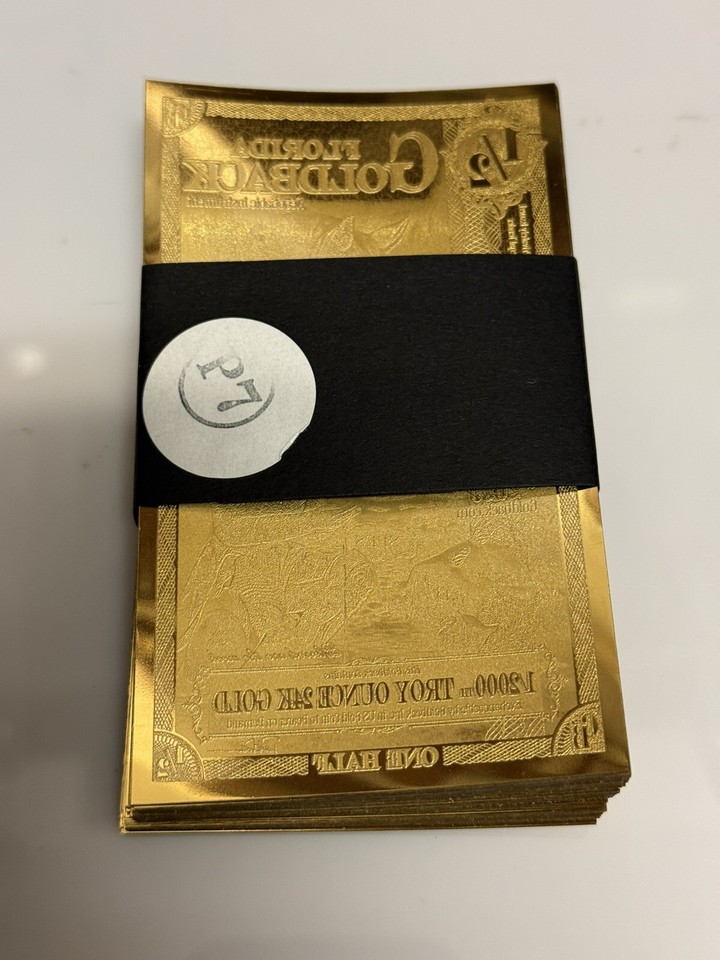 100-Florida 1/2 Goldback 2025 Gold Foil Notes 1/2000th Troy Oz 24KT ...