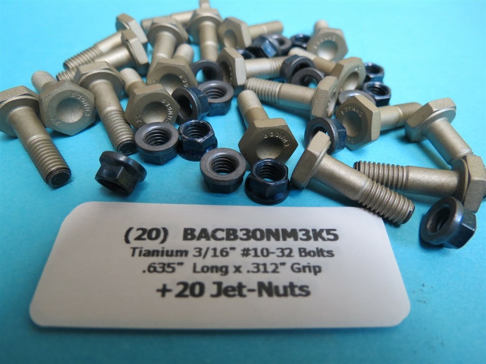 10-32 x .635 Long Titanium 3/16 Boeing Aircraft BACB30NM3K5 20 Bolts ...