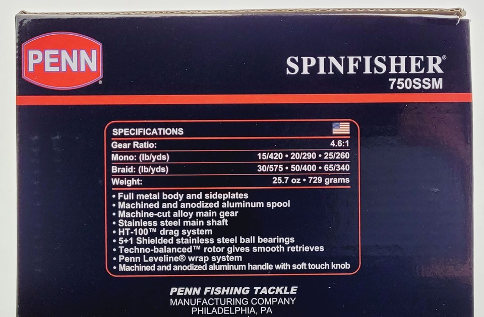 Penn 750 SSM Spinfisher Metal Body - 7500 Saltwater Spinning Reel | eBay