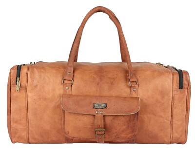 Naturally Tan Leather Duffel Men's Overnight Carry-On Travel Luggage ...