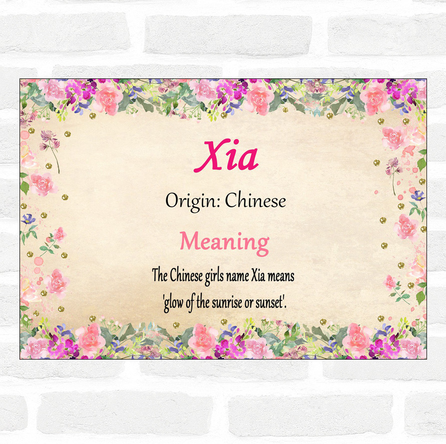 Xia Name Meaning Floral Certificate | eBay UK