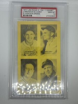1977 Jim Rowe 4 ON 1 Exhibits Baseball PSA 10 CUYLER/HARTNETT/HERMAN ...
