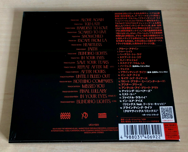 The Weeknd After Hours Deluxe Edition CD Bonus Track 5BT UICU-1323 OBI ...