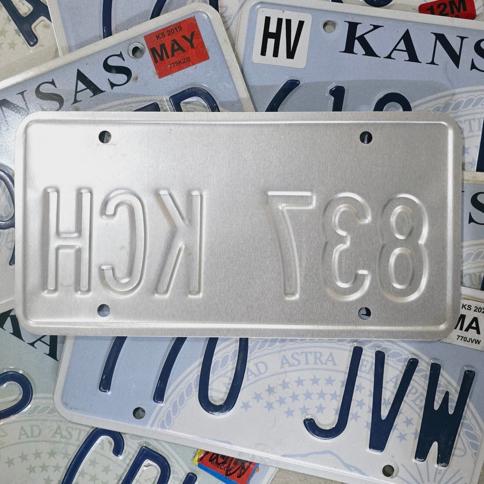 KANSAS LICENSE PLATE 🔥FREE📬🔥 1 w/RANDOM LETTERS & #'S ~ EMBOSSED BLUE ...