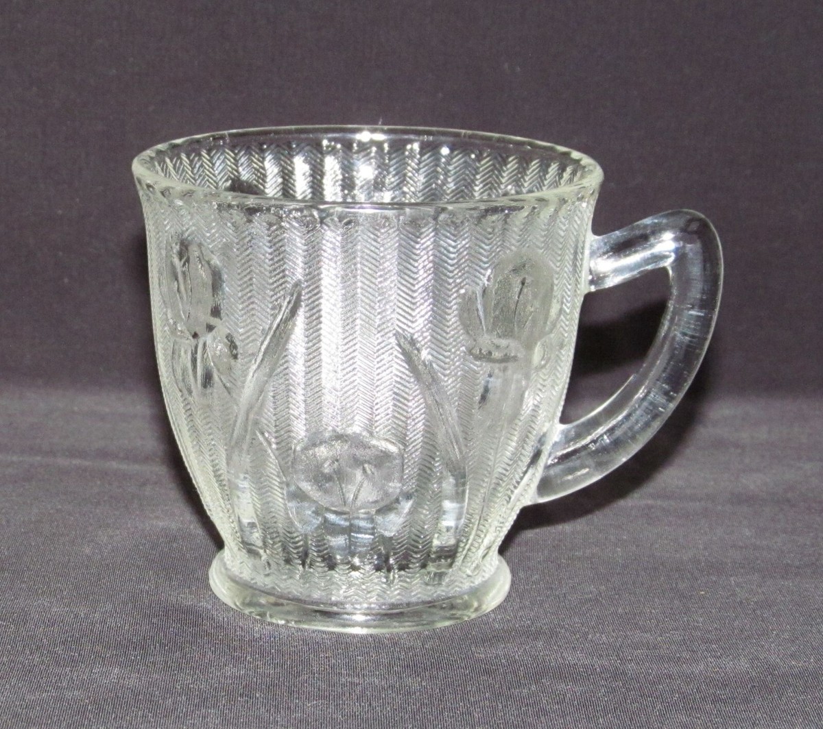 White Depression Glass Iris Vintage Jeannette Glass Iris & Herringbone