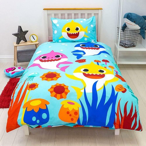 Baby Shark Single Duvet Cover & Pillowcase Rainbow Boys Girls Bedding ...