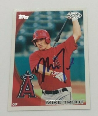 MIKE TROUT SIGNED 2010 TOPPS PRO DEBUT ROOKIE CARD ANGELS RARE AUTO JSA ...