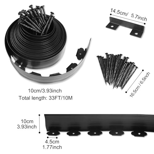 Landscape Edging No Dig [Extra 4 inch Tall] 33FT Garden Edging with 30 ...