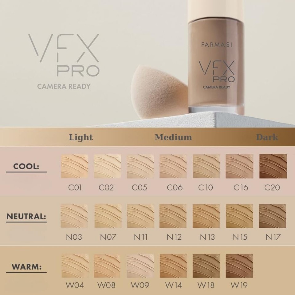 Farmasi Make Up VFX PRO Camera Ready Foundation 1 oz- 30 ml / Various ...
