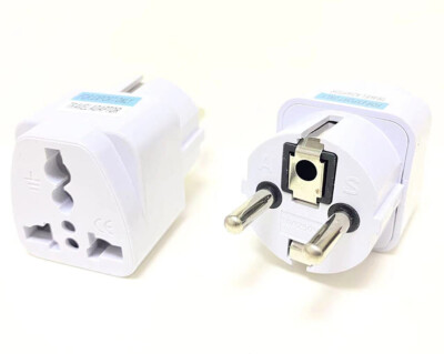 2 x UK TO EU TRAVEL ADAPTOR POWER PLUG CONVERT DUBAI TURKEY THAILAND ...