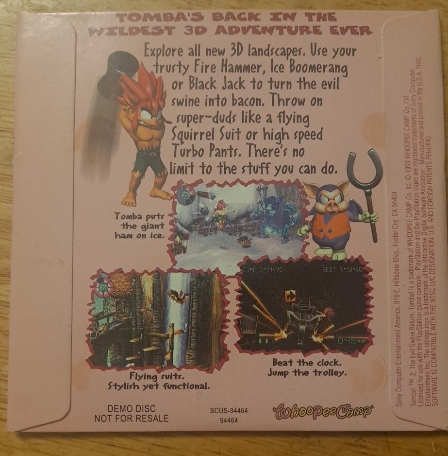 Tomba! 2 Demo Playstation 1 PS1 Whoopee Camp 1999 | eBay
