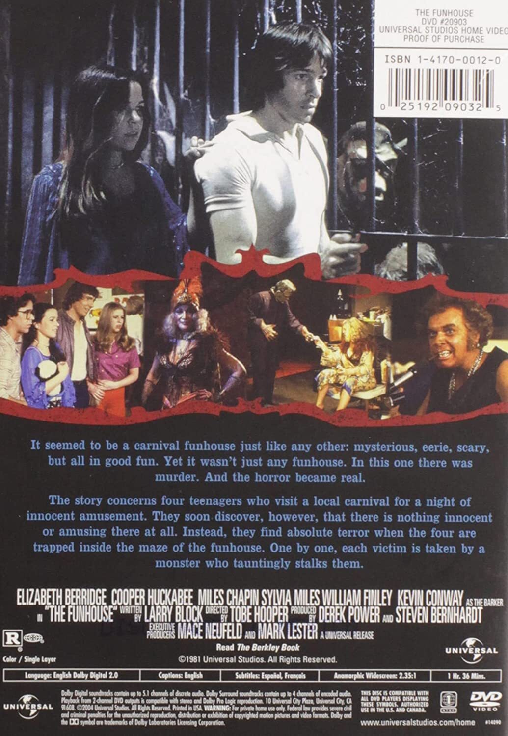 The Funhouse (DVD) Elizabeth Berridge Cooper Huckabee Kevin Conway (US ...
