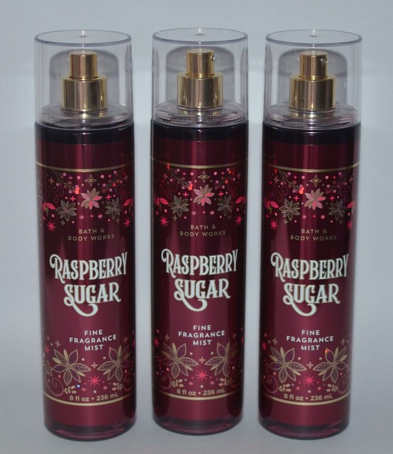 3 BATH & BODY WORKS RASPBERRY SUGAR FINE FRAGRANCE MIST SPRAY 8 OZ ...