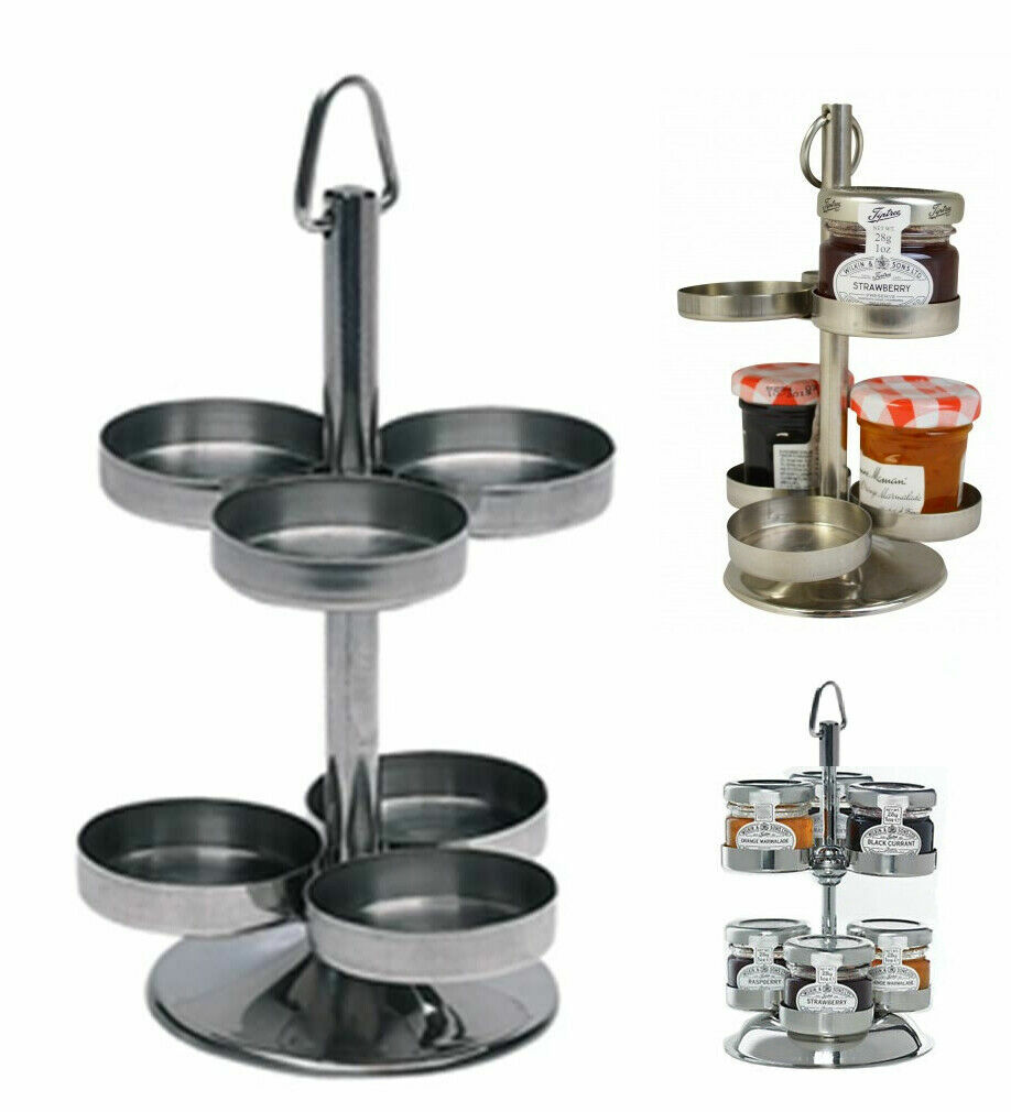 STAINLESS STEEL JAM POT TREE MARMALADE CHUTNEY SERVING DISH TABLE STAND ...