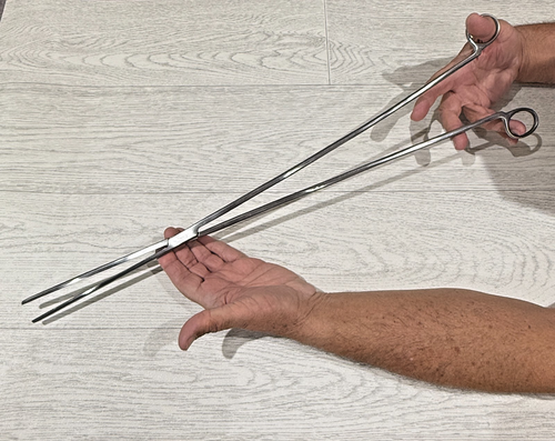 SNAKE FEEDING extra long reach STRAIGHT FORCEPS 60cm (24") SERRATED ...