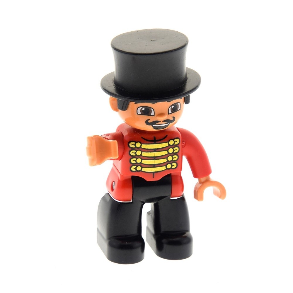 1x Lego Duplo Figure Man Black Red Circus Director Cylinder 47394pb152 ...