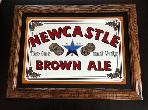Vtg Newcastle Brown Ale “The One and Only” Beer Bar Mirror Sign 21x16 ...