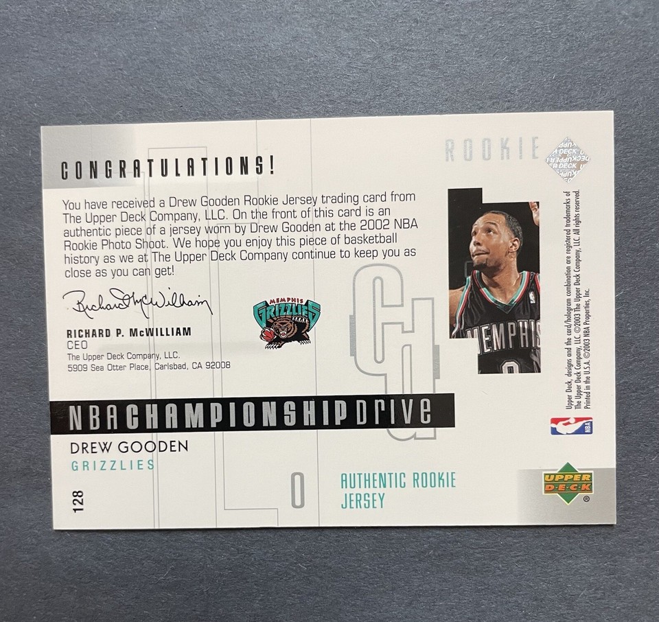 2002-03 UD Championship Drew Gooden /400 Rookie Patch | eBay