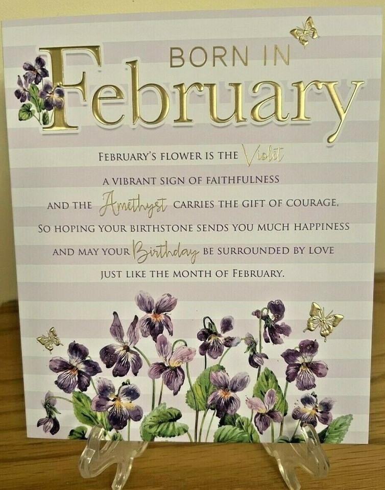 Born In February Birthday Card Female - Foil - Premium Quality - Cherry ...