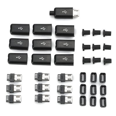 10PCS DIY Micro USB Male Plug Connectors Kit w/ Covers Black NEW K9 | eBay