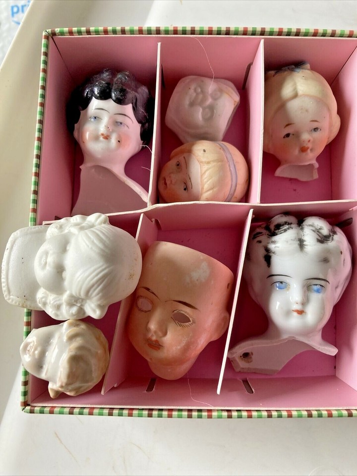 VINTAGE DOLL PARTS, porcelain, bisque heads, arms, etc, MINIATURES ...
