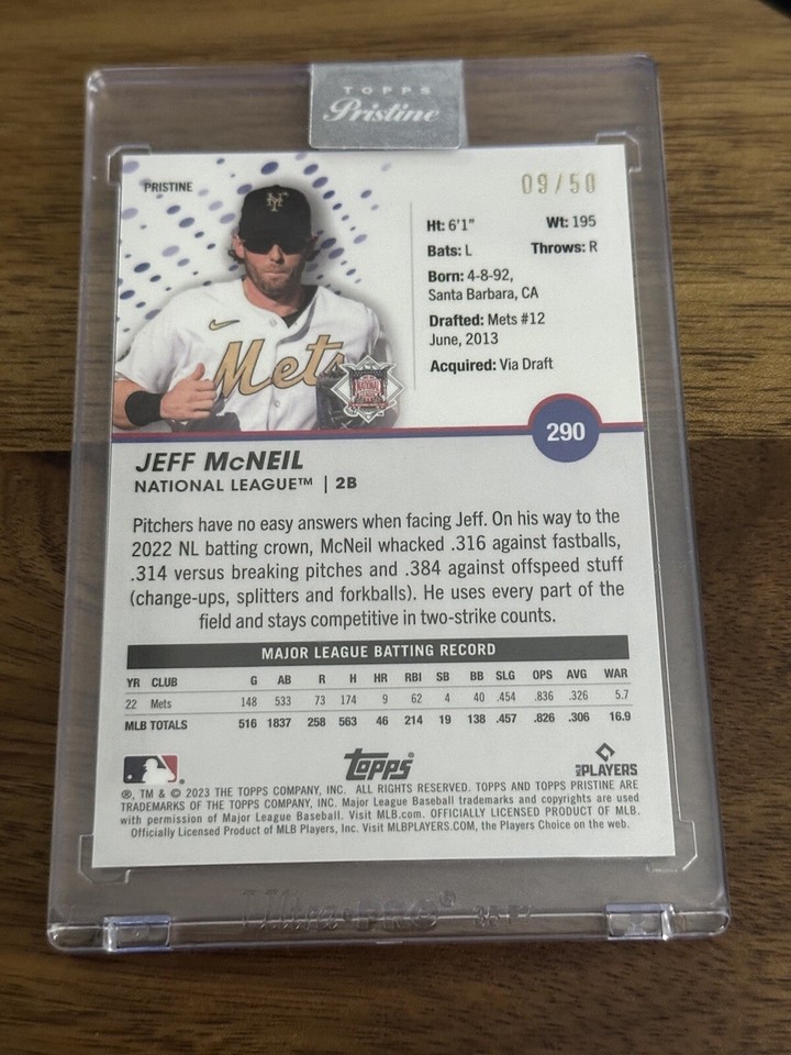 2023 Topps Pristine Encased #290 Jeff McNeil Gold Refractor /50 New ...