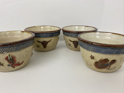 NEW 4 Kohls Canyon Ranch Collection Cereal/Soup Bowls Boot-Hat-Steer | eBay