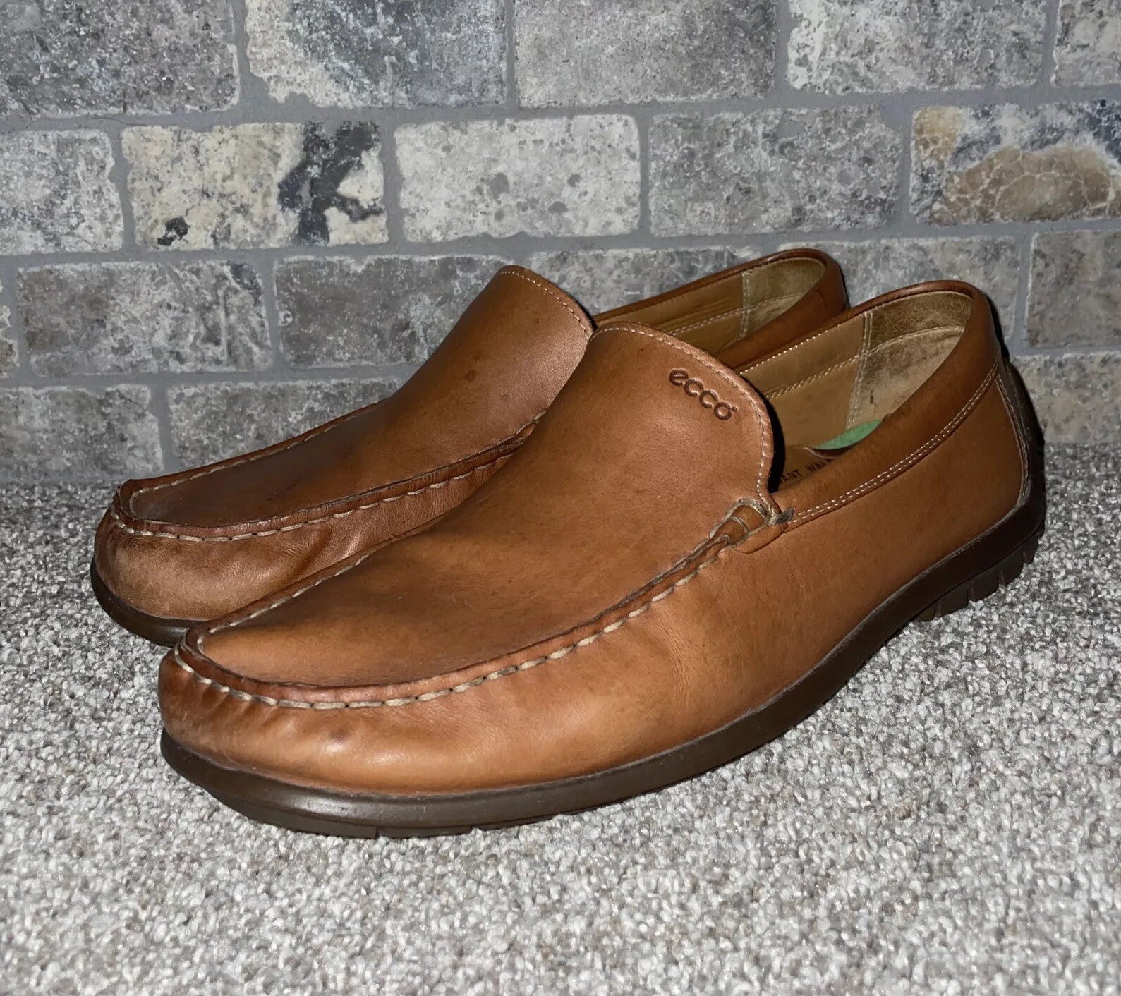 Ecco Comfort Zone Hand Sewn Leather Shoes Mens Size 42 - Gem