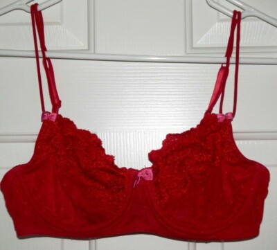 Adore Me Red Lace and Mesh Soft Cup Bra Size 34C | eBay